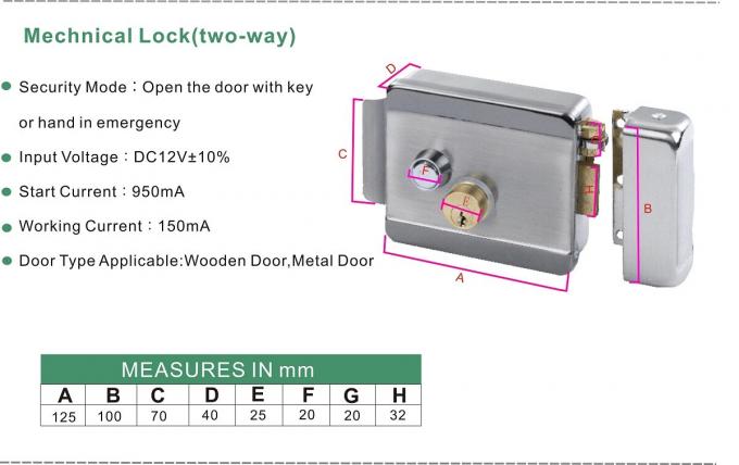 Garage Door Double Cylinder Rim Lock Push Button Electro Mechanical ...